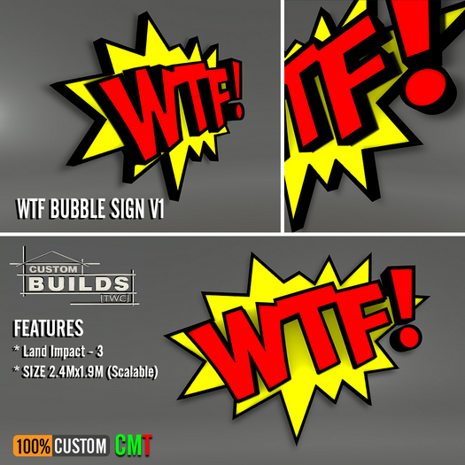 Second Life Marketplace - [TWC] - WTF Bubble Sign V1